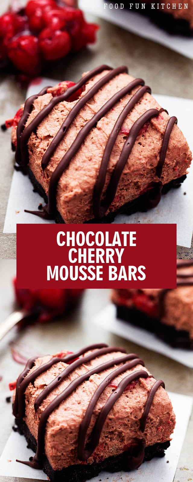 CHOCOLATE CHERRY MOUSSE BARS - Food Fun Kitchen