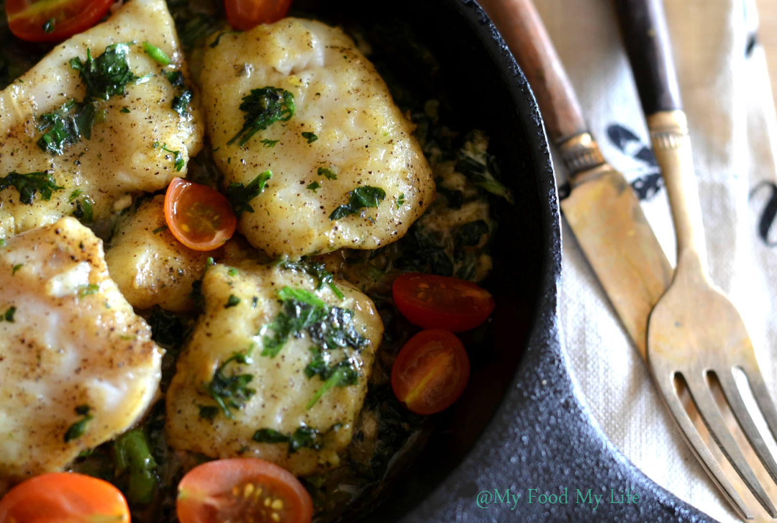 My Food My Life : Grilled Fish with Spinach - Weeknight meal ideas