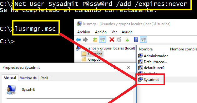 Windows: net user contraseña nunca expira | SYSADMIT