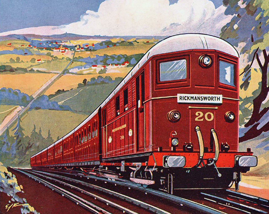 transpress nz: London Metropolitan Railway electric locomotive poster art
