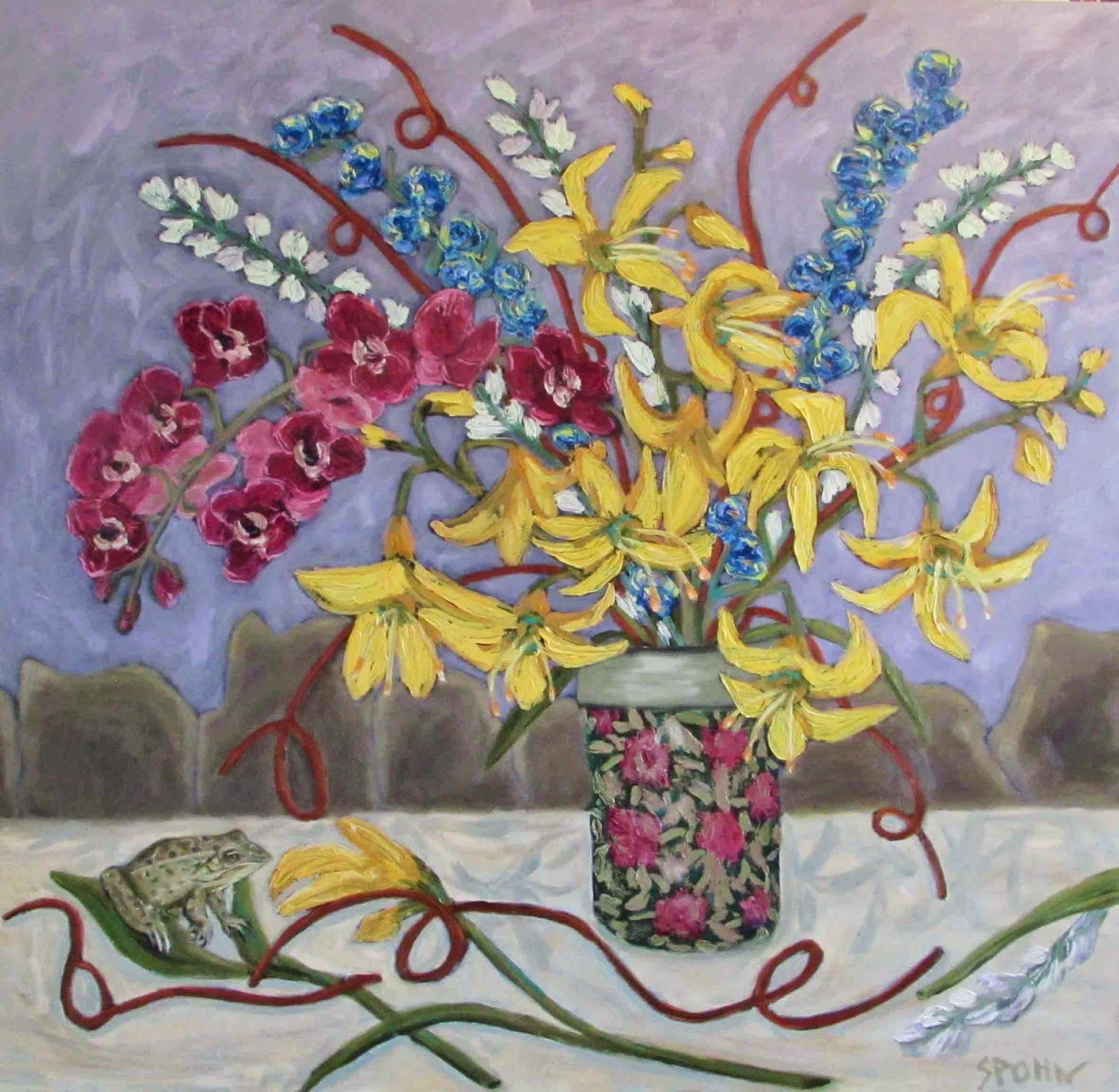 Artist Susan Spohn: Frog/Lilly Bouquet