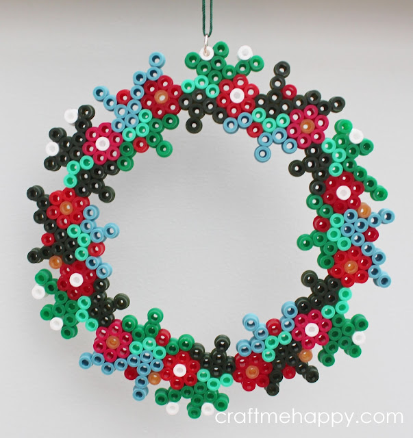 Hama bead Christmas Wreath | Craft me Happy!: Hama bead Christmas Wreath