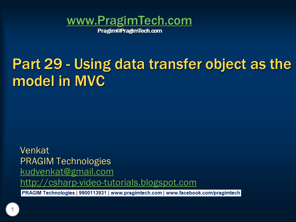 Sql Server Net And C Video Tutorial Part 29 Using Data Transfer Object As The Model In Mvc 2517