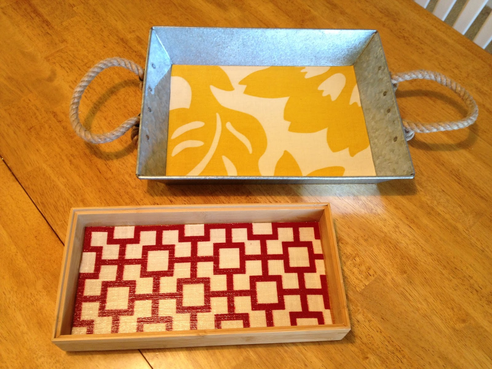 Inspired Whims: Mod Podge + Fabric = Custom Serving Trays