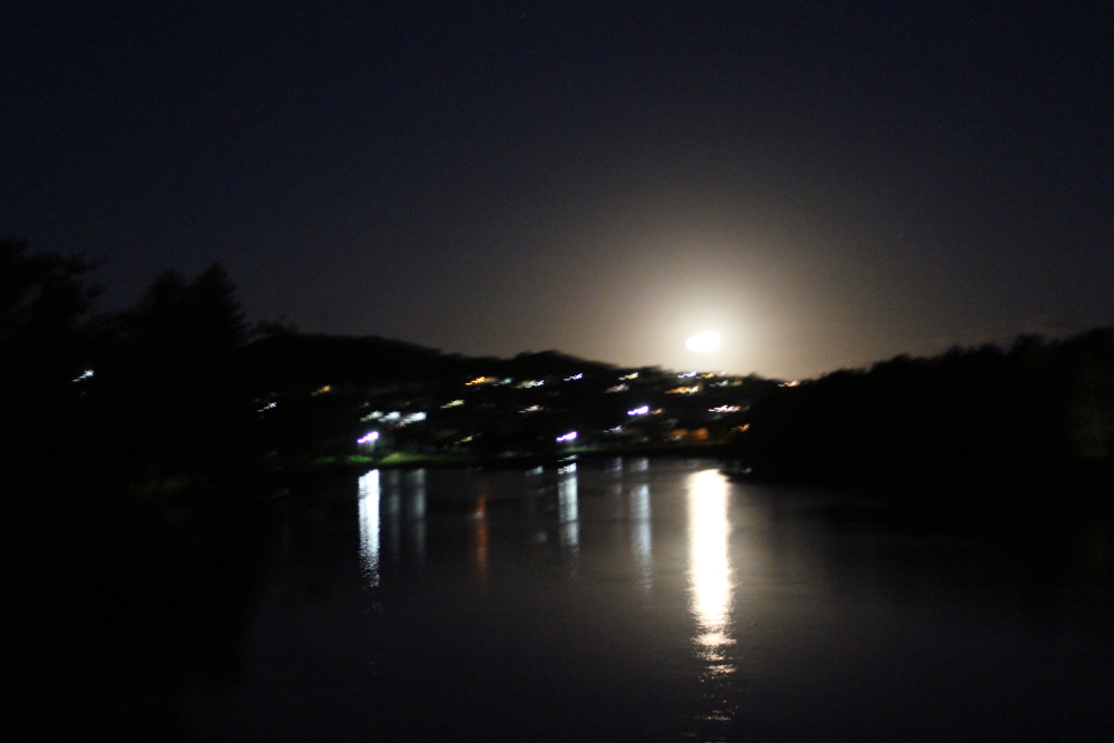 Kevin Munro: Full Moon over Geroa Lagoon from bridge. 8pm Wednesday 24 ...