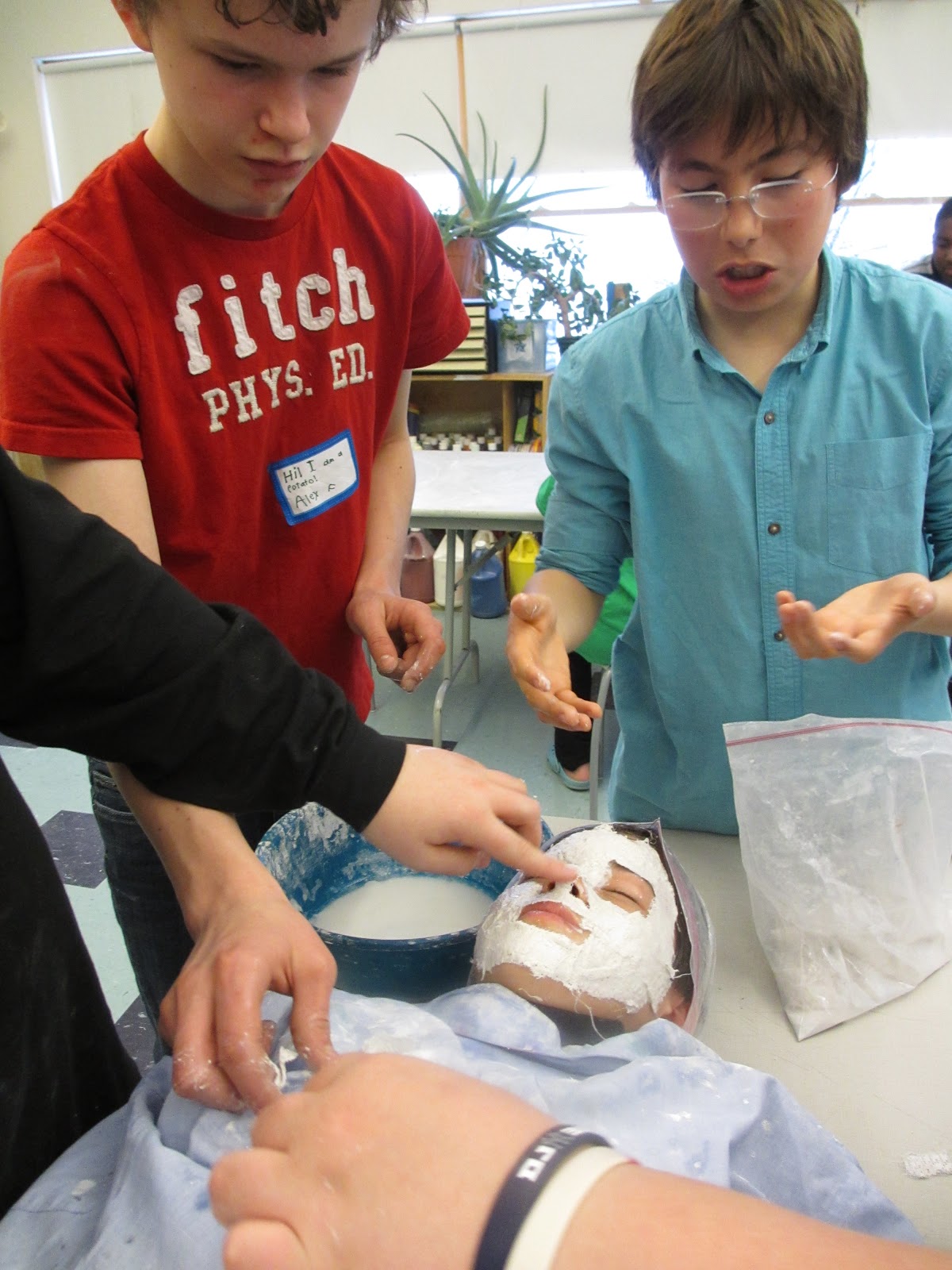 Parker Art: Middle School Students Plaster Their Faces