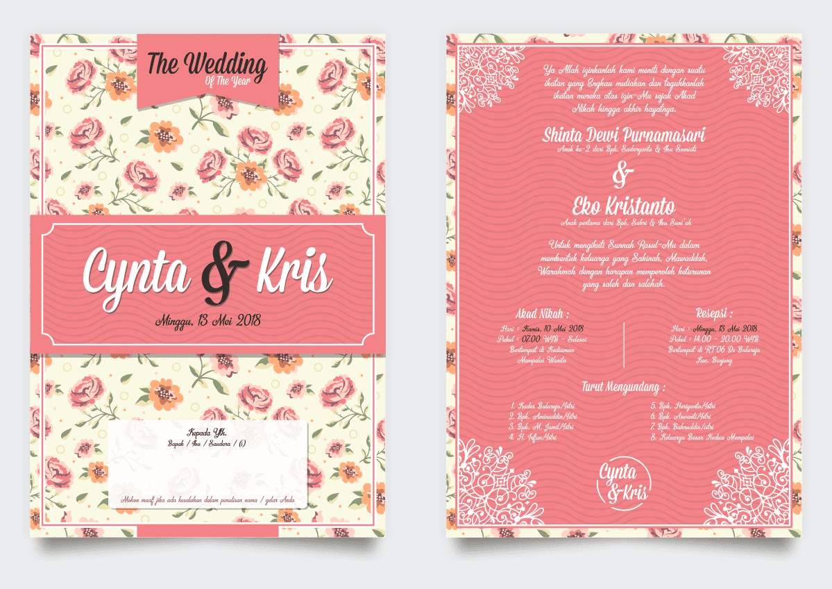 Template Undangan Vintage Floral Pattern CDR - Jualdesainku