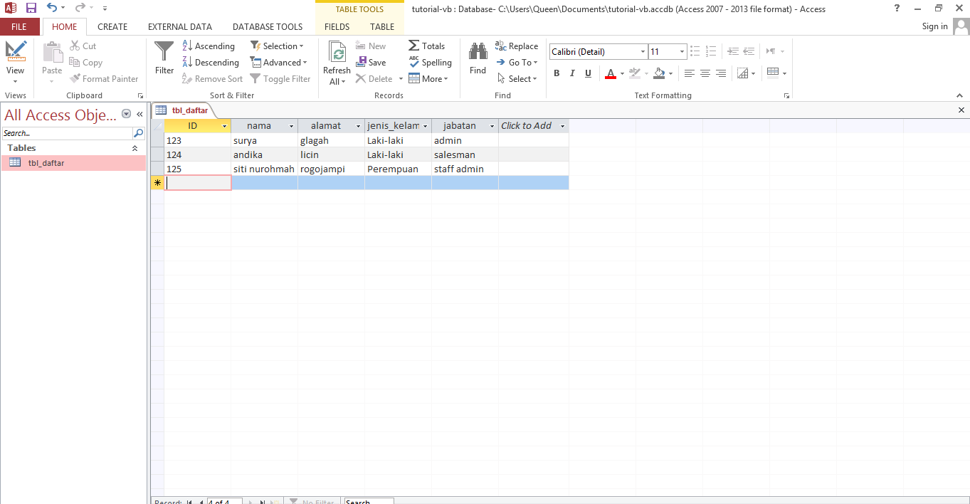 Cara1Komputer (C1K): Cara Membuat Database Pada Ms.Access