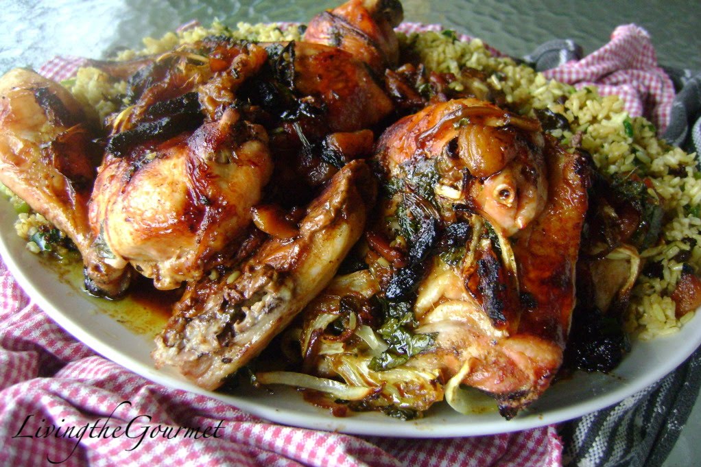 Baked Quartered Chicken with Dried Apricots!!! & Delicious Rice ...
