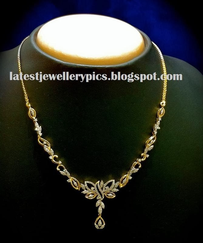 Indian Jewellery Designs: Light weight diamond necklace