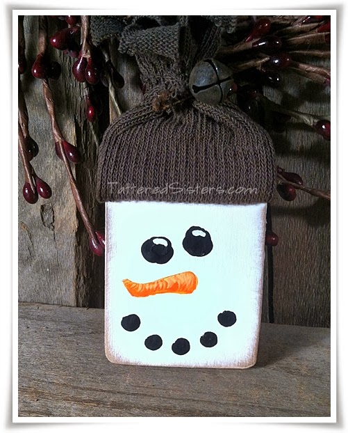 Primitive Snowman Face Ornie | Tattered Sisters Primitives
