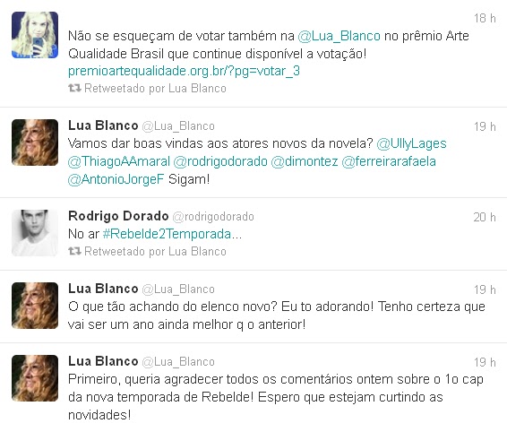 LuAr RS: Lua Blanco voltou a utilizar o seu Twitter