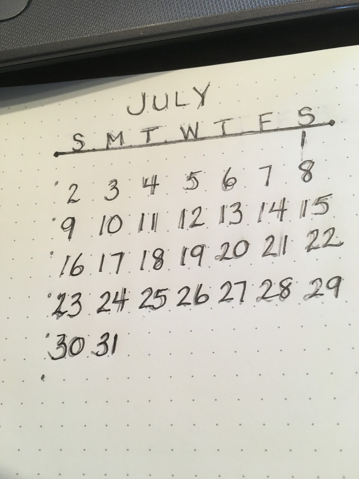 Everything Sewing: Bullet Journal - Monthly Log