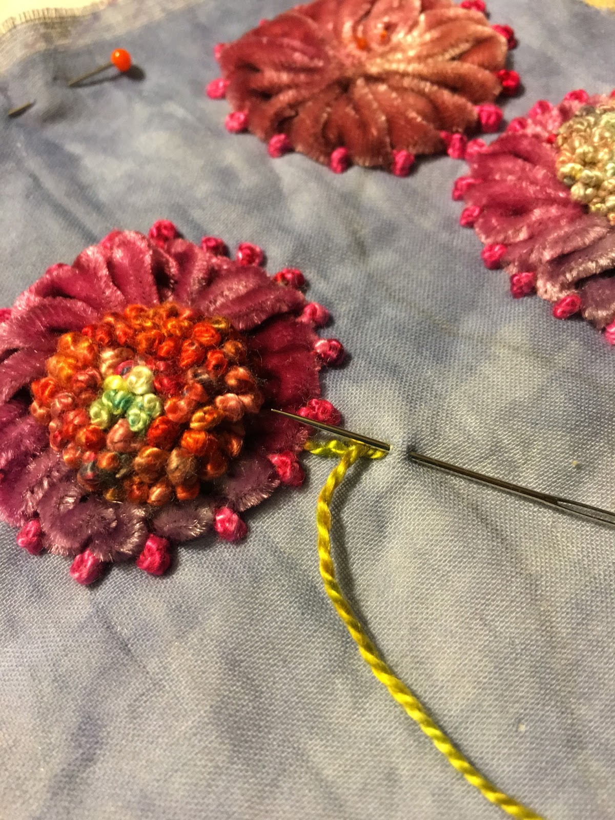 The Printed Fabric Bee: "Yo-Yo Flowers" Mini Prayer Flag - Part 2