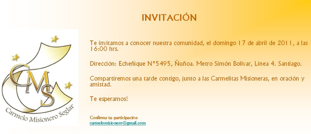 CARMELO MISIONERO SEGLAR: Invitación a conocernos