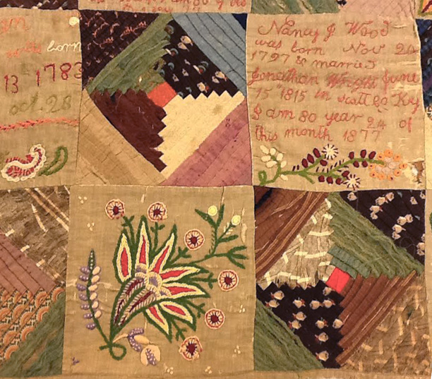 Civil War Quilts: Nancy Wright's Family Record Quilt at the Kansas ...