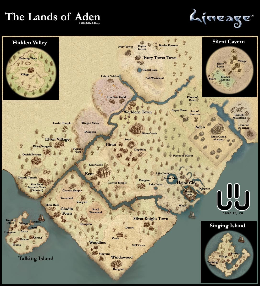 Cходства в картах и локациях LineAge Eternal и Lineage1