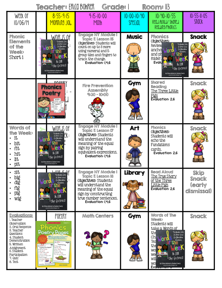 Pumpkins & Short i: Visual plans for October 5th & Freebies