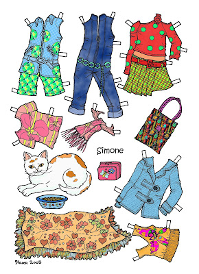 Karen`s Paper Dolls: Simone 1-6 Paper Doll in Colours.Simone 1-6 ...