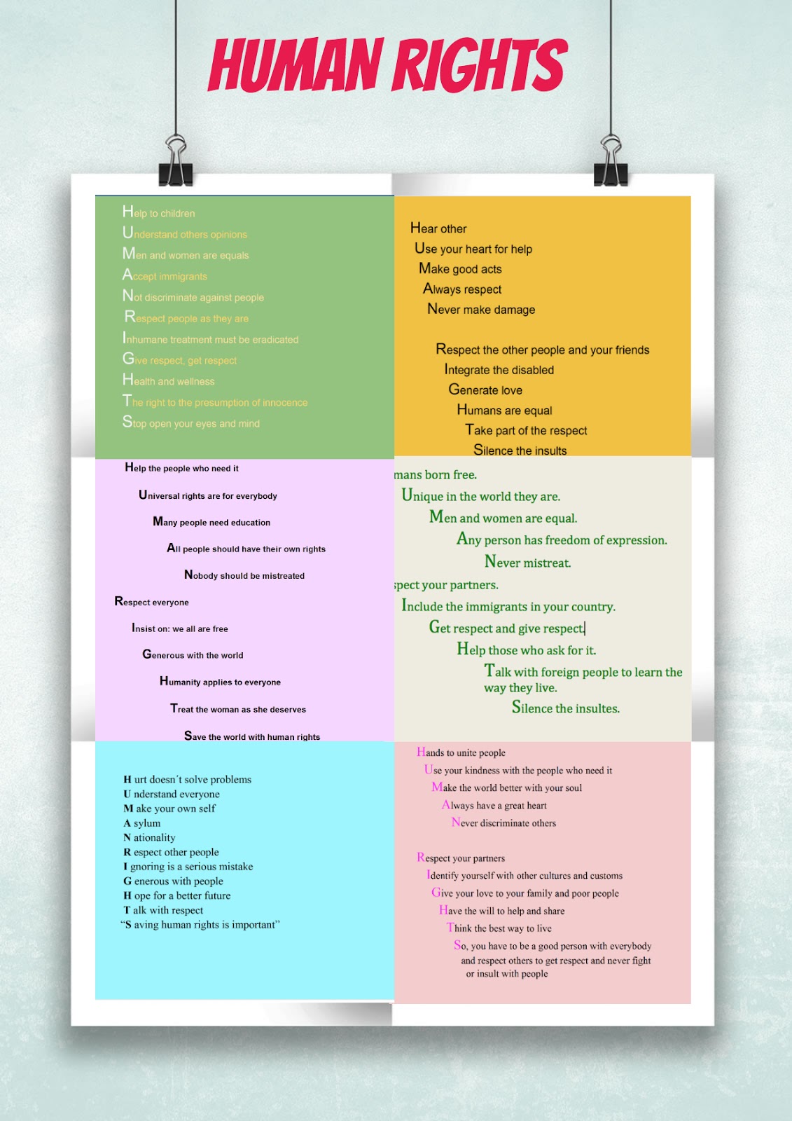 Chamizo Bilingual Section: ACROSTIC POEMS ABOUT HUMAN RIGHTS
