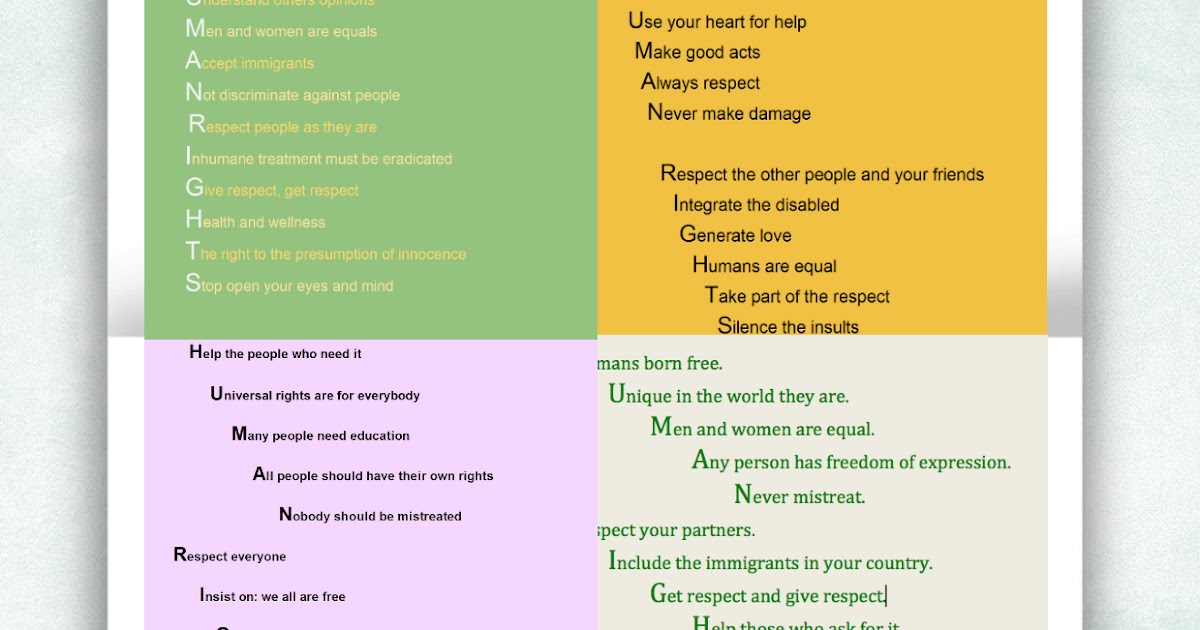 Chamizo Bilingual Section: ACROSTIC POEMS ABOUT HUMAN RIGHTS