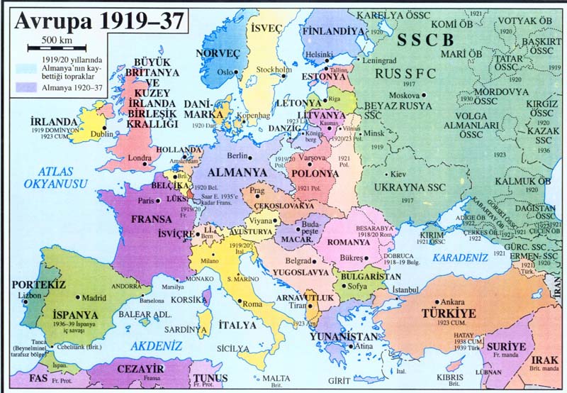 64- 1919- 1937 Arası Avrupa Haritası