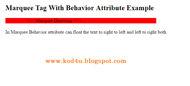 HTML Marquee Tag With Behavior Attribute Example