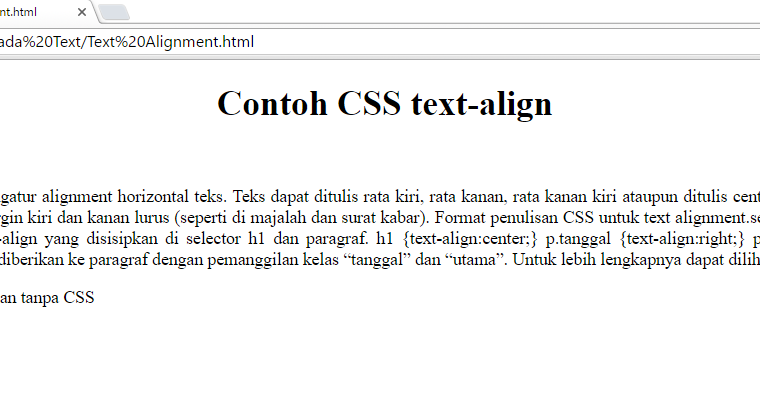 Contoh Script CSS Text Alignment « Materi PW Semester 2