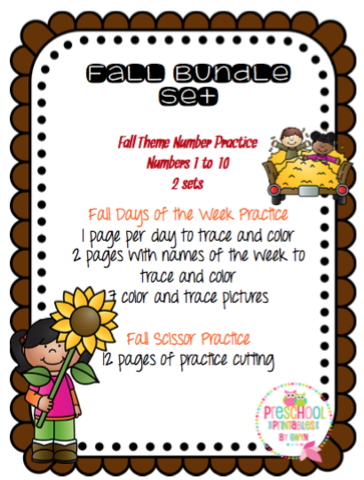 Fall Bundle 1 (Pages 129) ~ Preschool Printables