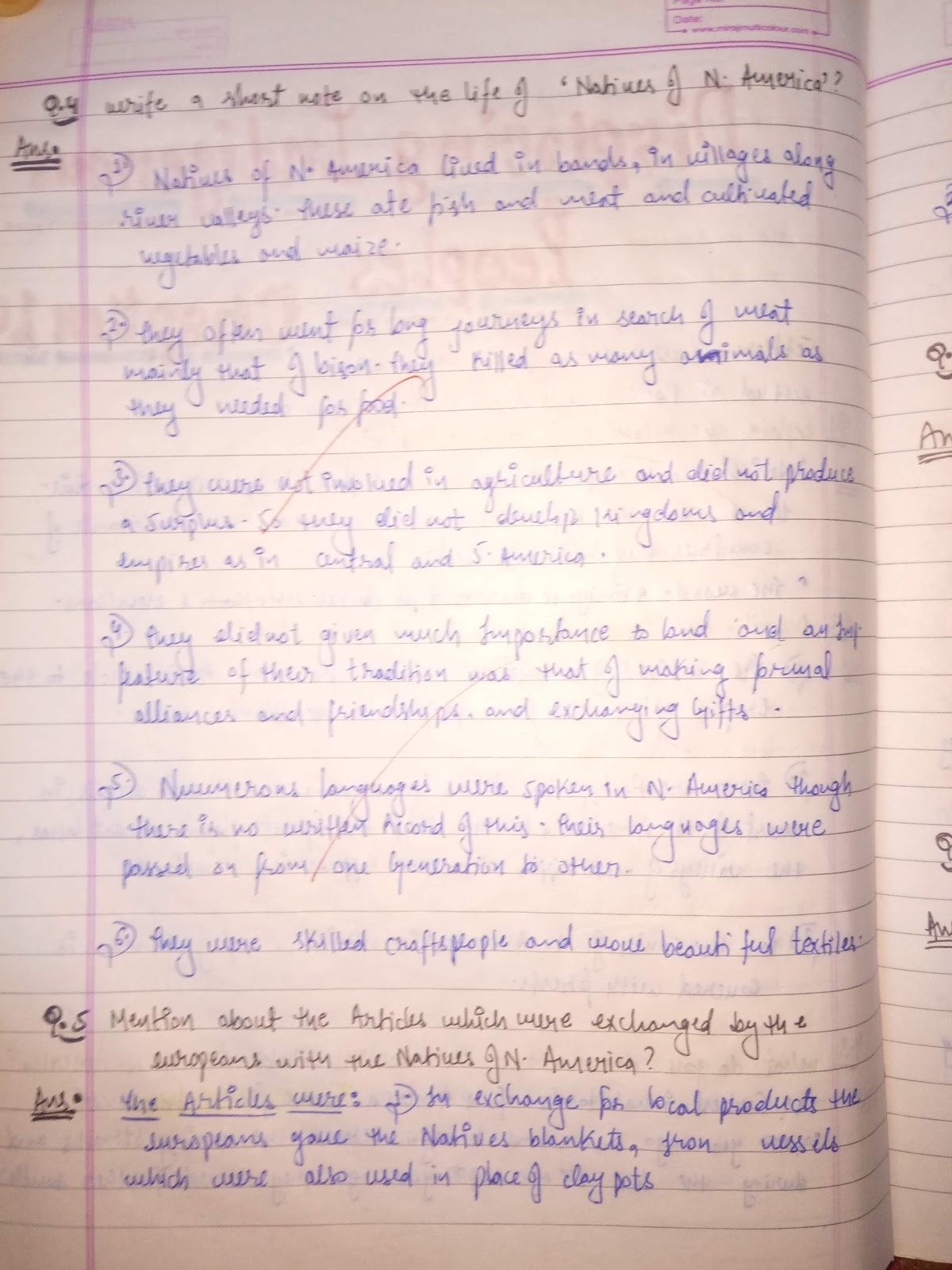Handwritten Notes of Displacing Indigenous Peoples - class 11th - History