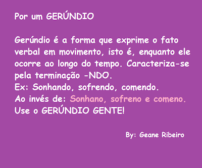 Material sobre Língua Portuguesa e Literatura : uso do gerúndio
