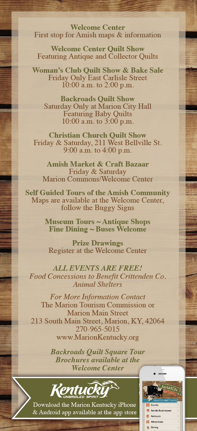 Discover Marion KY: Amish Tour & Backroads Festival, April 22nd and ...