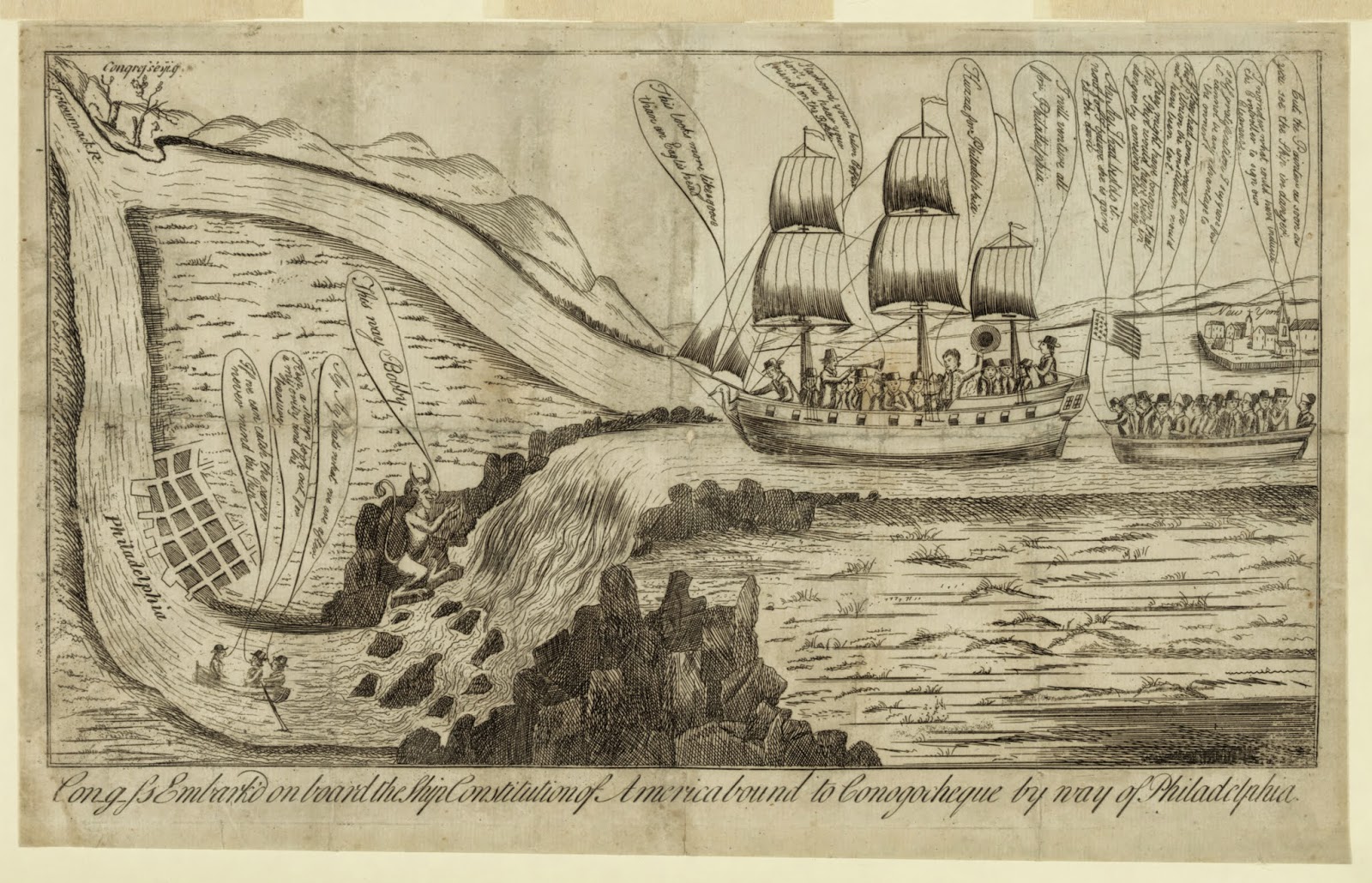 British Tars, 1740-1790: Con-g-ss embark'd on board the ship ...