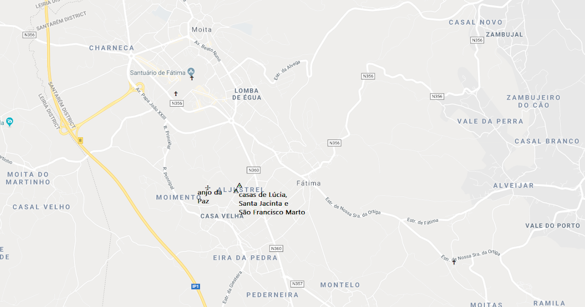 Mapa dos locais das aparições de Fátima