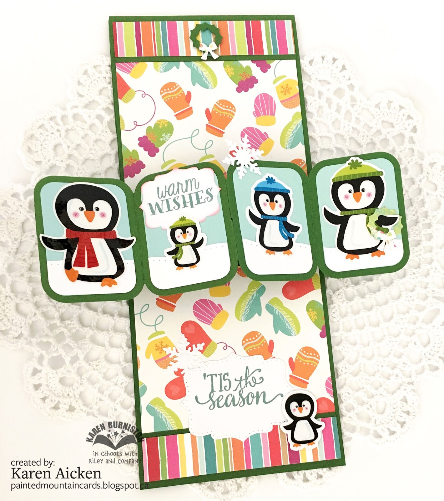 Painted Mountain Cards: Bright Christmas Twist Panel Pop-Up Card