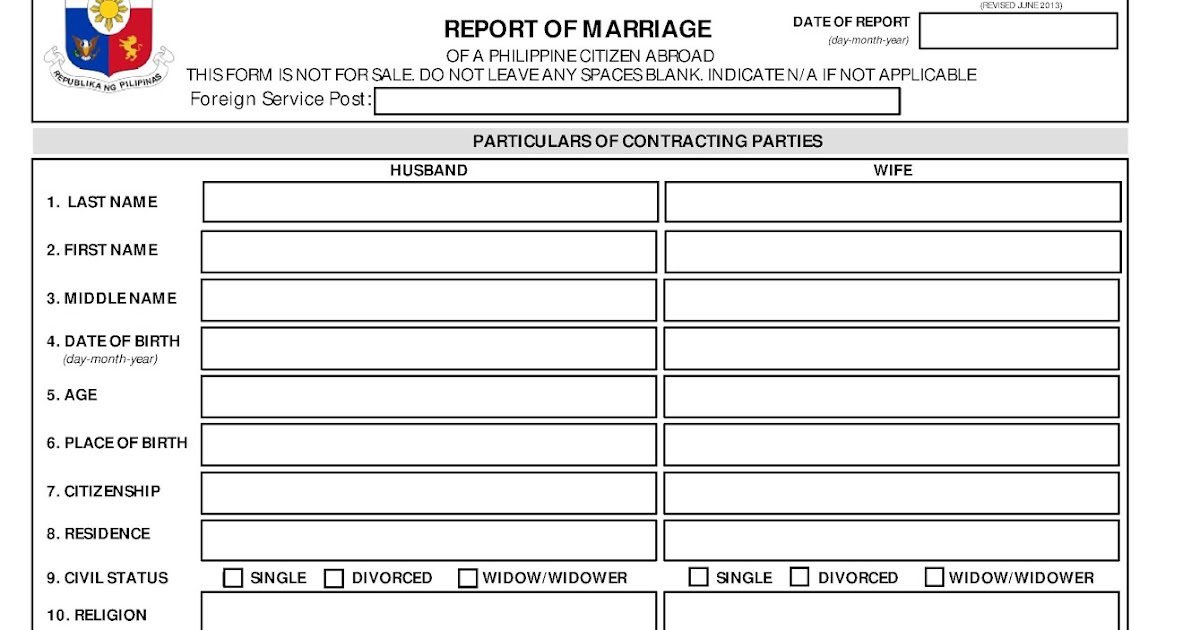 WORDS OF WISDOM: Report of Marriage | Philippine Embassy - NEW ZEALAND