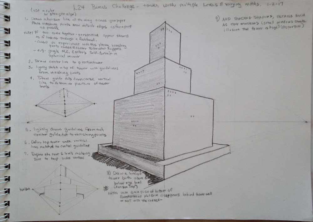 Kats Mish Mash: pencil 2 pt perspective tower