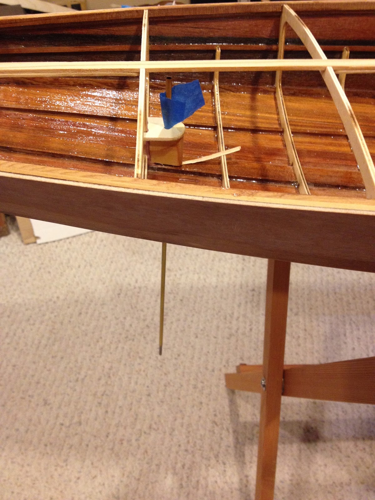 Rudder post installed, Keel tubes epoxied in place
