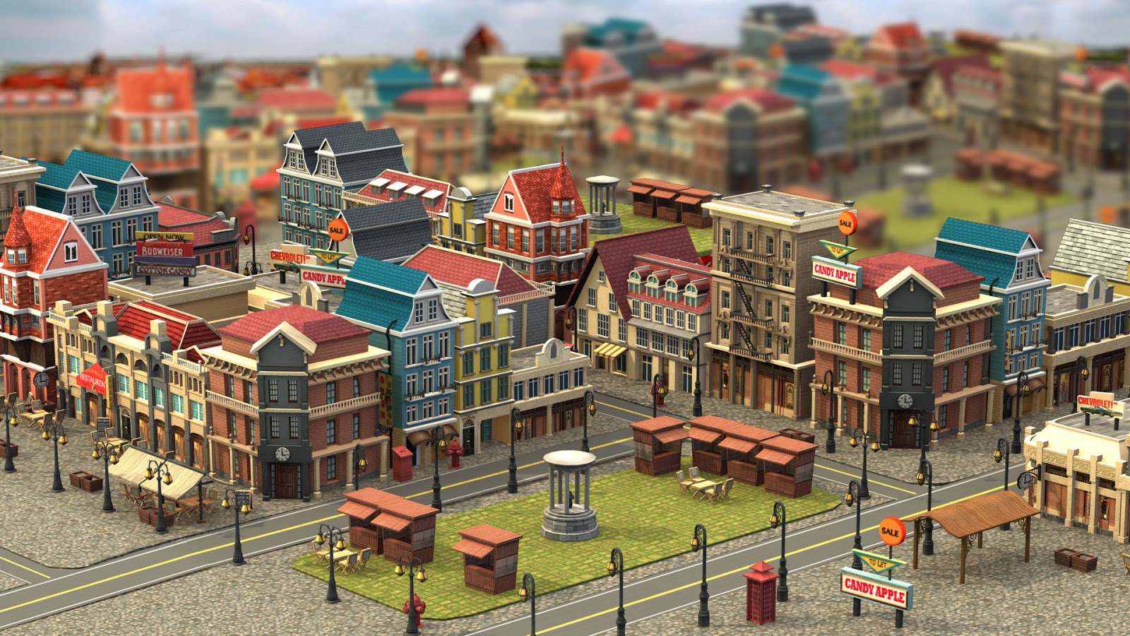 Town Square Buildings - Lowpoly Modelling