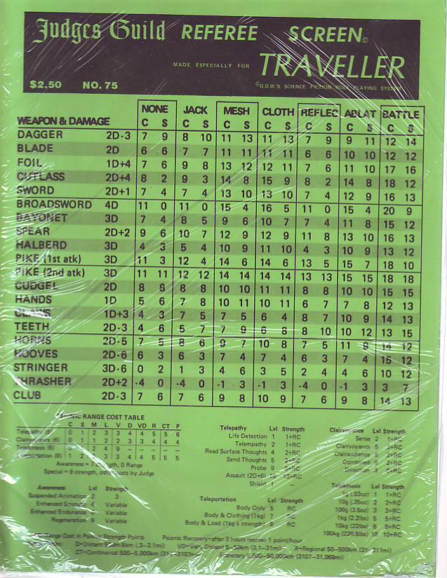 Quag Keep: Judges Guild: Traveller Referee Screen (2nd Printing)