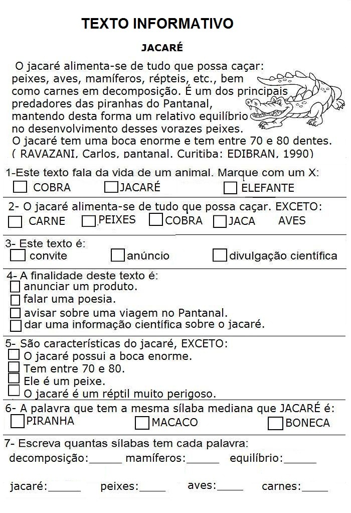 COMPARTILHANDO SABERES: Trabalhando Textos Informativos