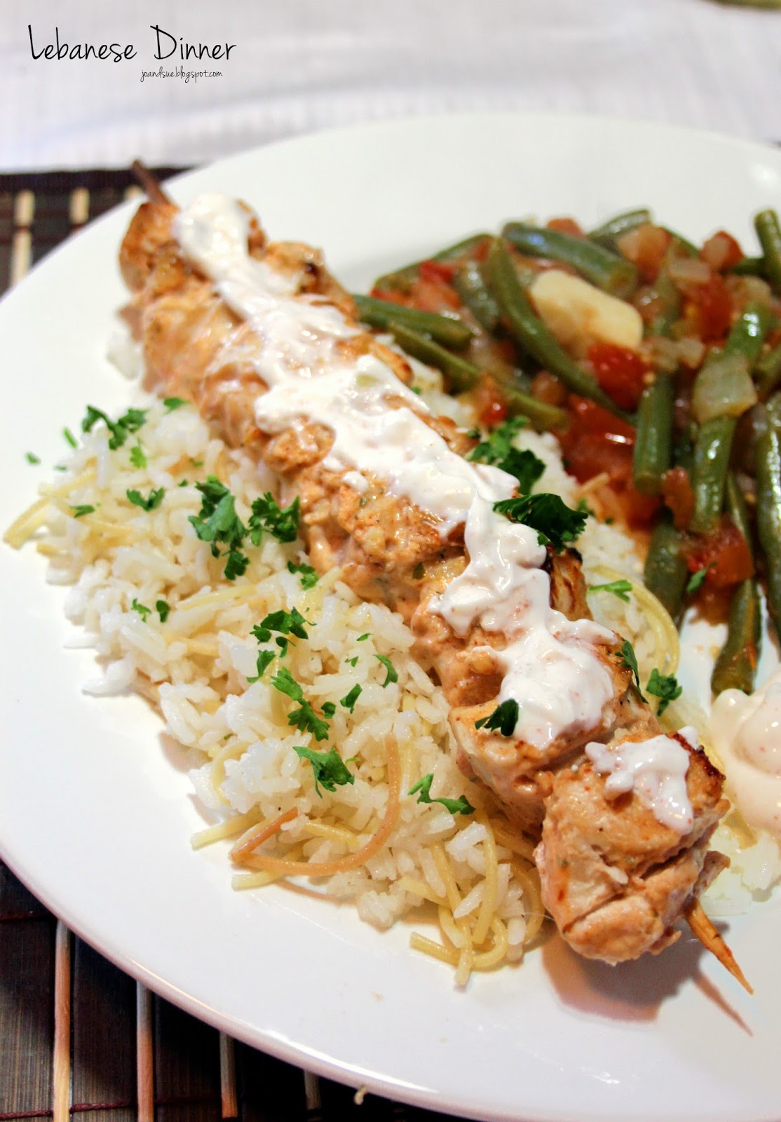 Jo and Sue: Lebanese Dinner (Shish Taouk, Lebanese Rice Pilaf, and ...