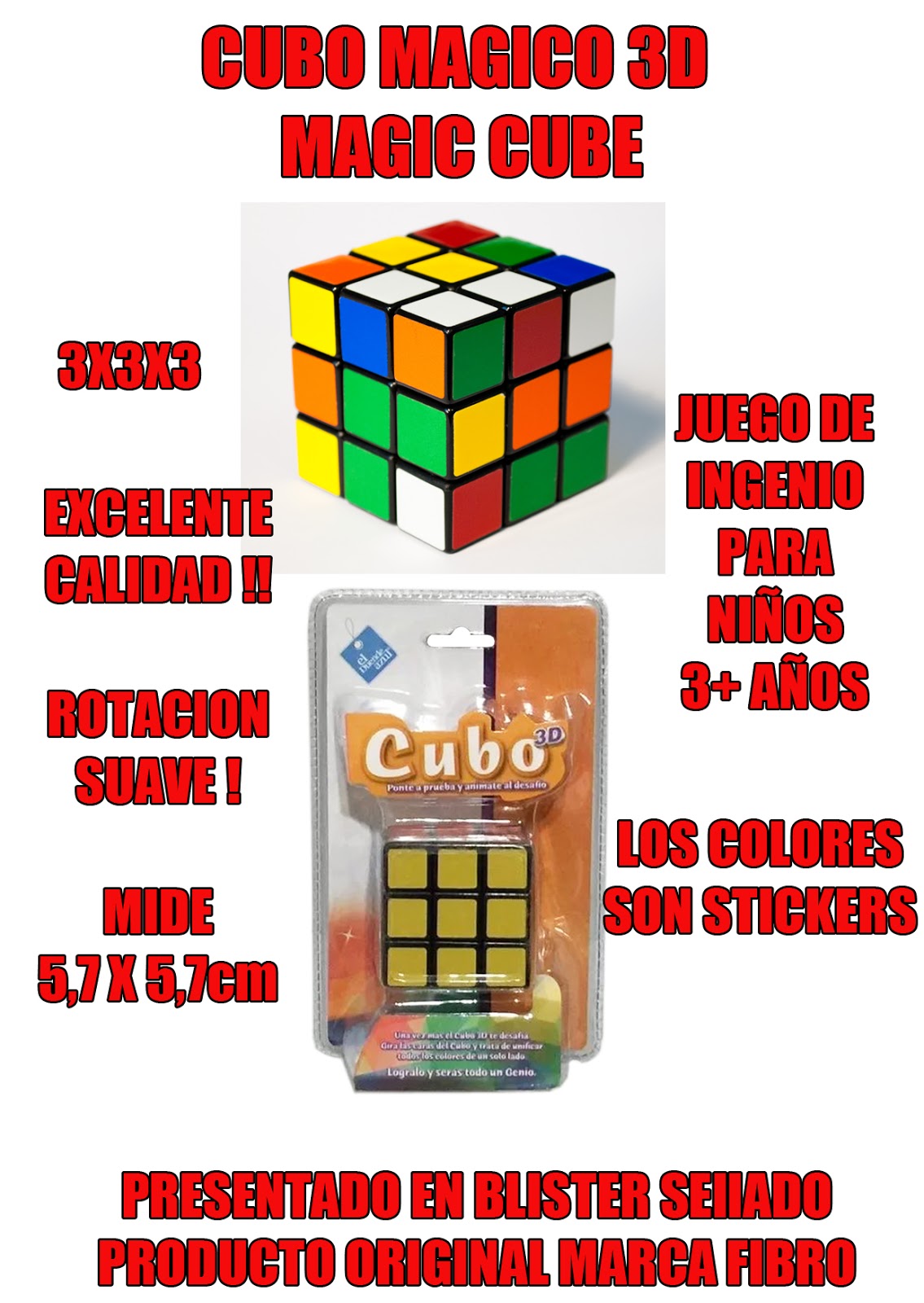 Juguetería León: CUBO MAGICO 3D MAGIC CUBE 3X3X3 ORIGINAL FIBRO