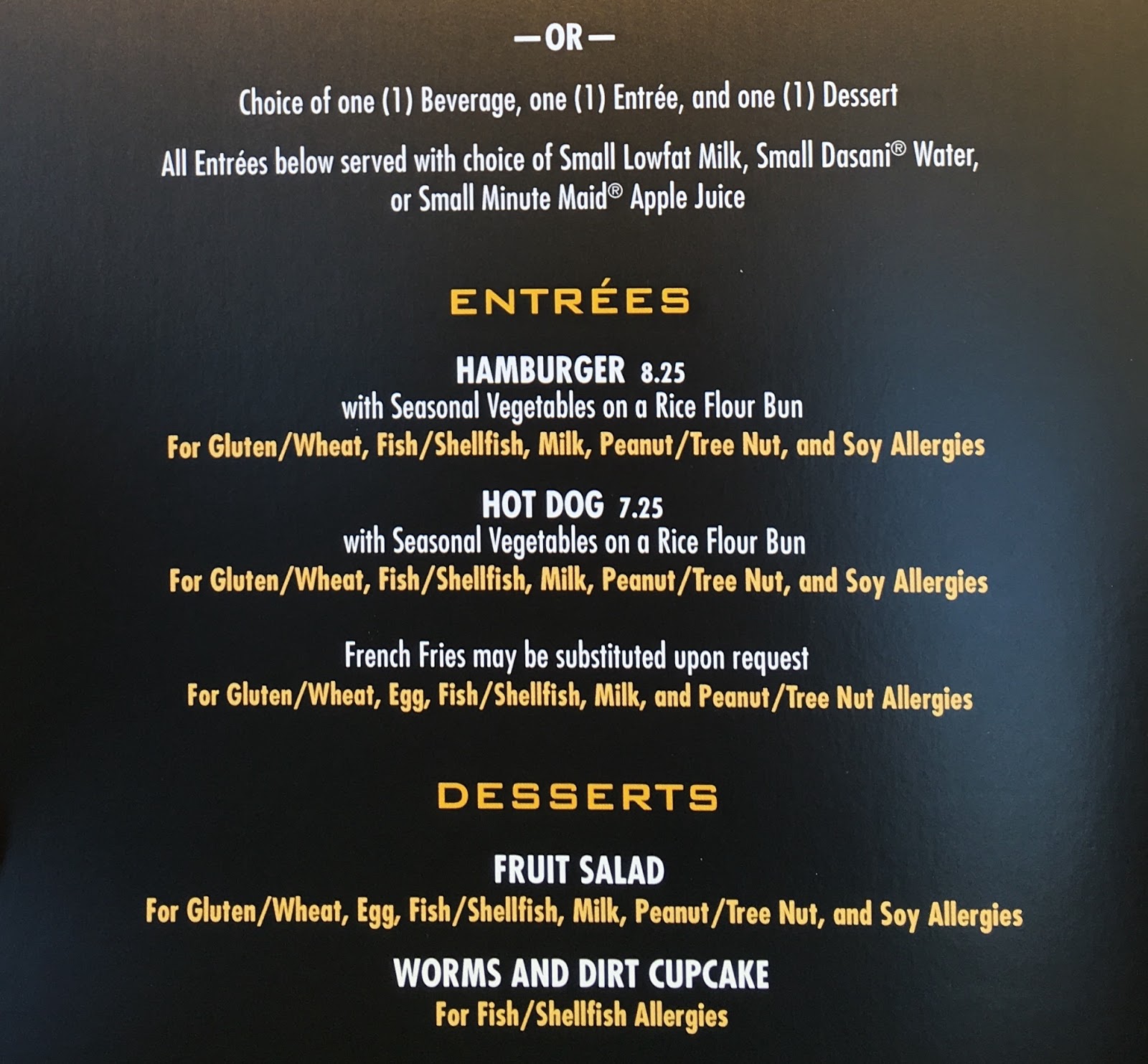 Alexis's Gluten Free Adventures: ESPN Club Allergy-Friendly Menu ...