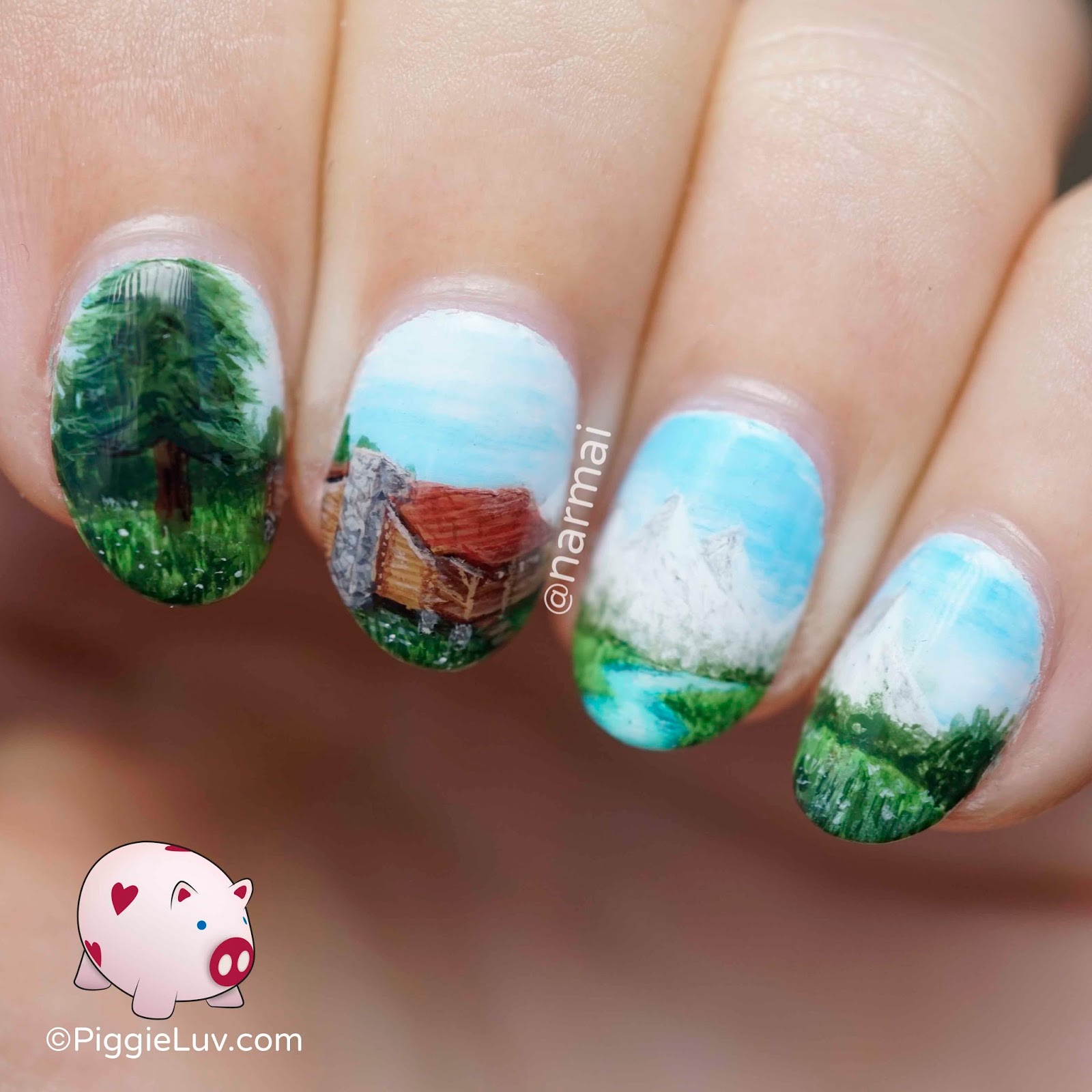 PiggieLuv: Cabin at the creek nail art