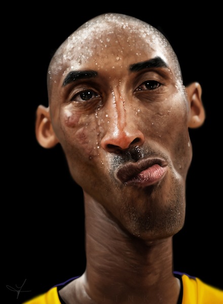 Artwork by Lynell Jinks: Kobe Bryant Caricature Digital Painting, 2009