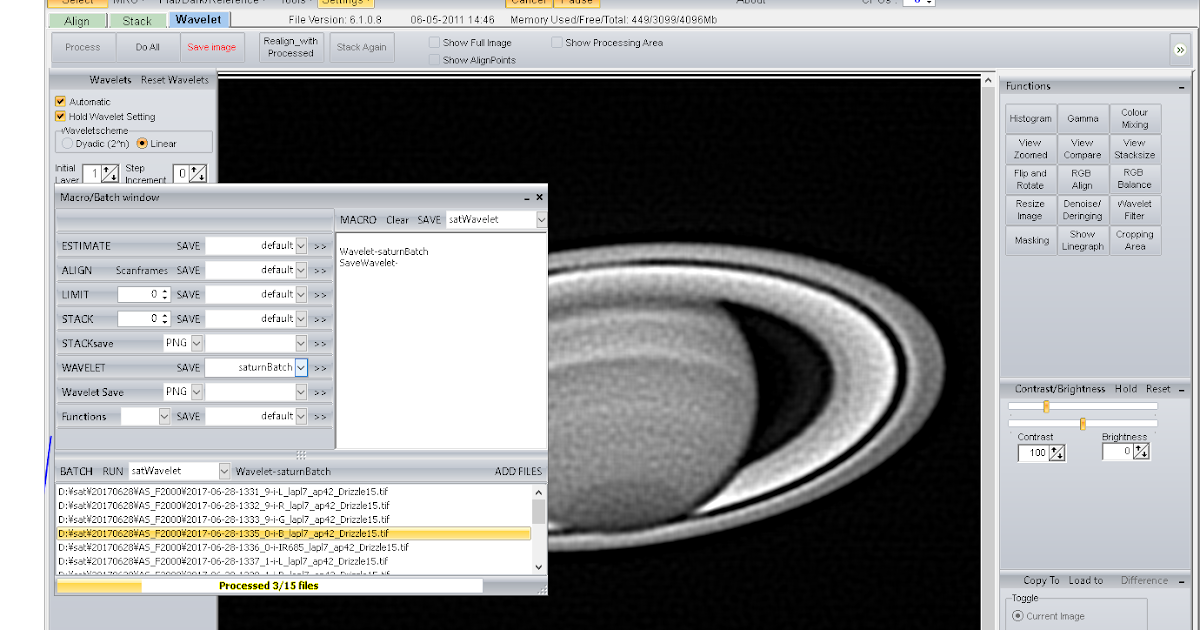 iwaLab: Registaxのwavelet一括Batch処理
