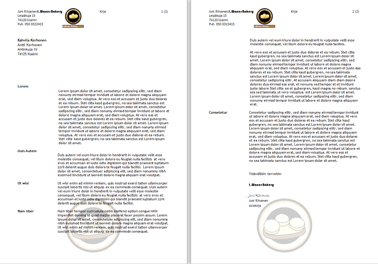 JoNin BloGi: Tyhjä kirje malli ja täytetty kirje malli