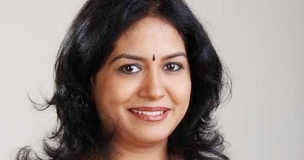 Singer Sunitha in Blue Designer Saree | Hot Saree Pics