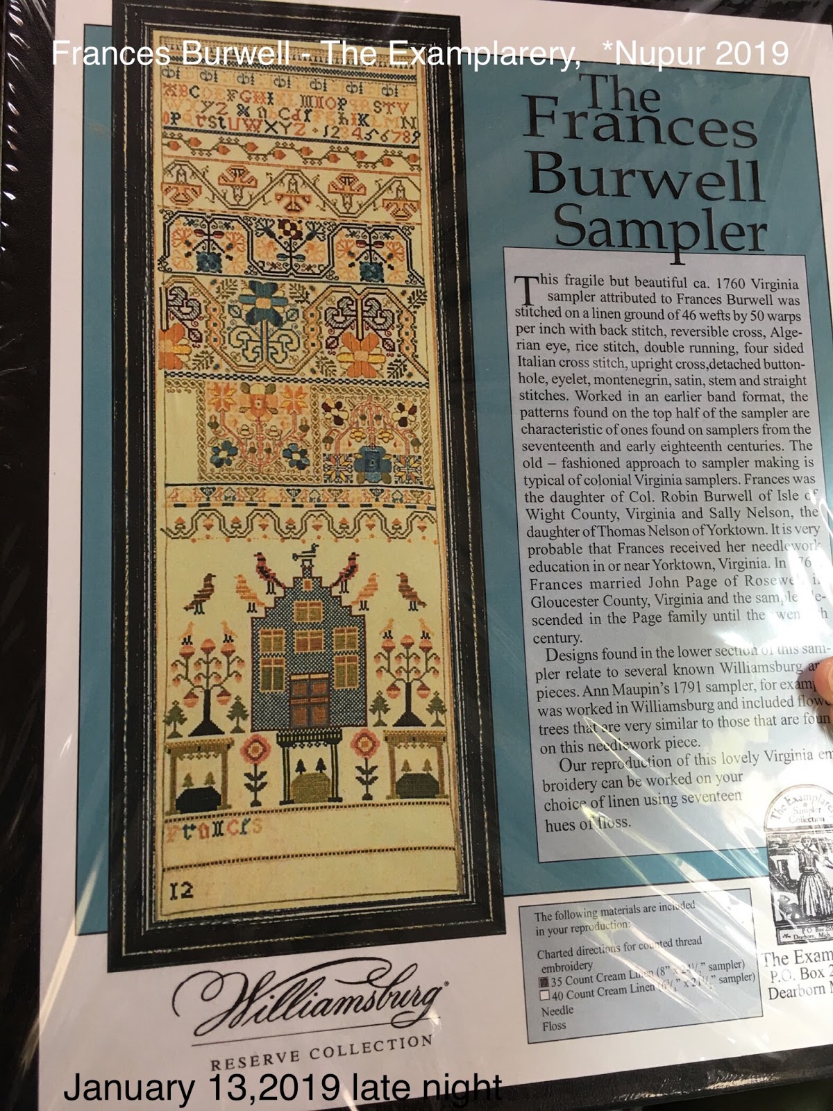 The Song of my Needle : An unplanned sampler start : Frances Burwell by ...